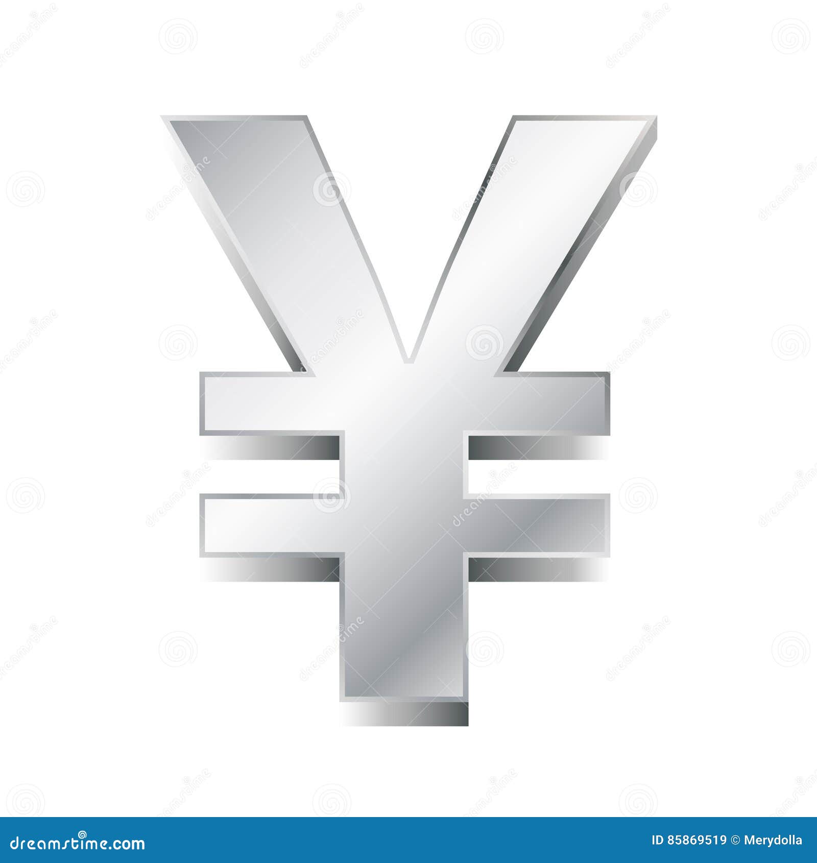 Illustration of a Silver Yen Sign on White Background Stock ...