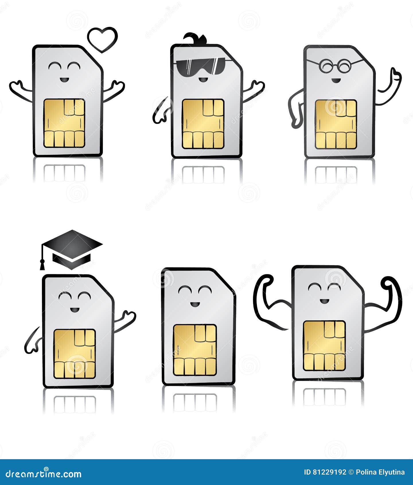 Illustration of a Sim Cards Set Stock Vector - Illustration of human ...
