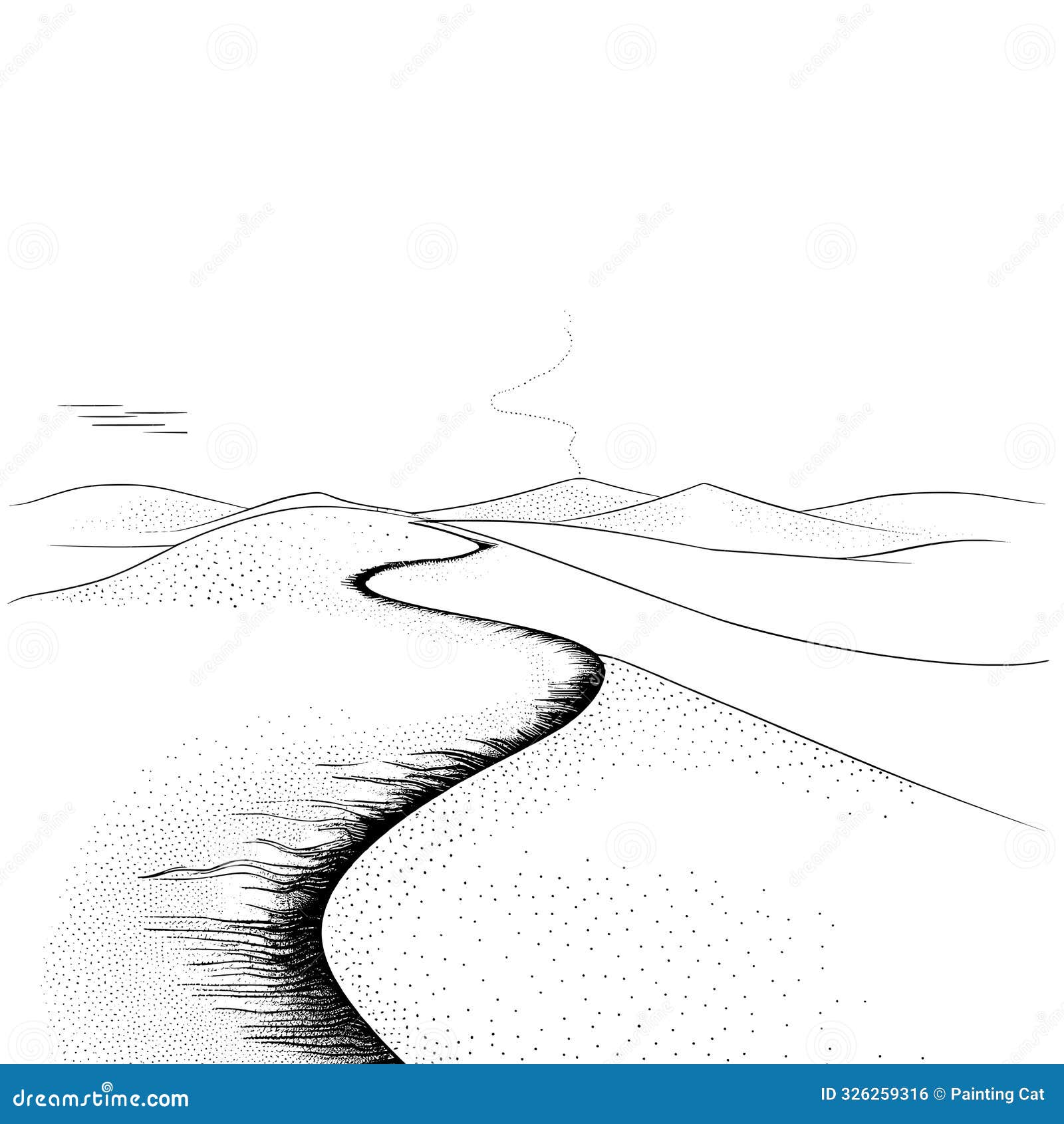 Featuring Simple Black Line Drawing of a Curved Path Stock Vector ...