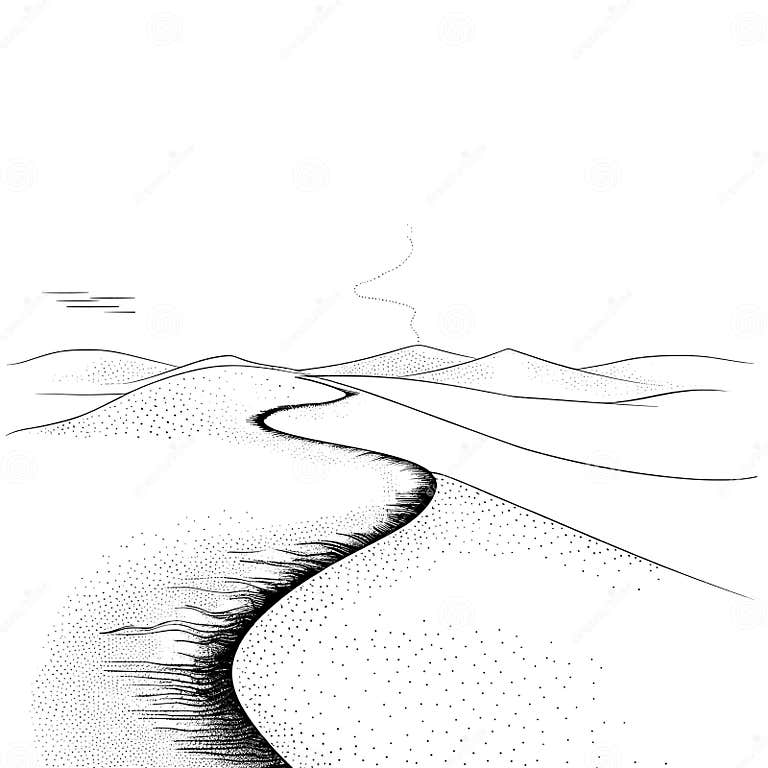 Featuring Simple Black Line Drawing of a Curved Path Stock Vector ...