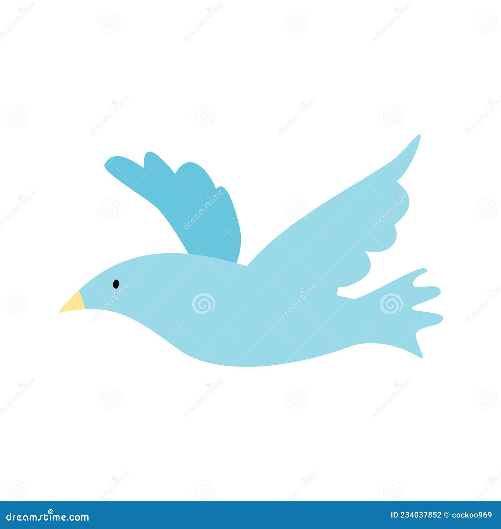Illustration of a Simple Blue Bird Flying Stock Vector - Illustration ...