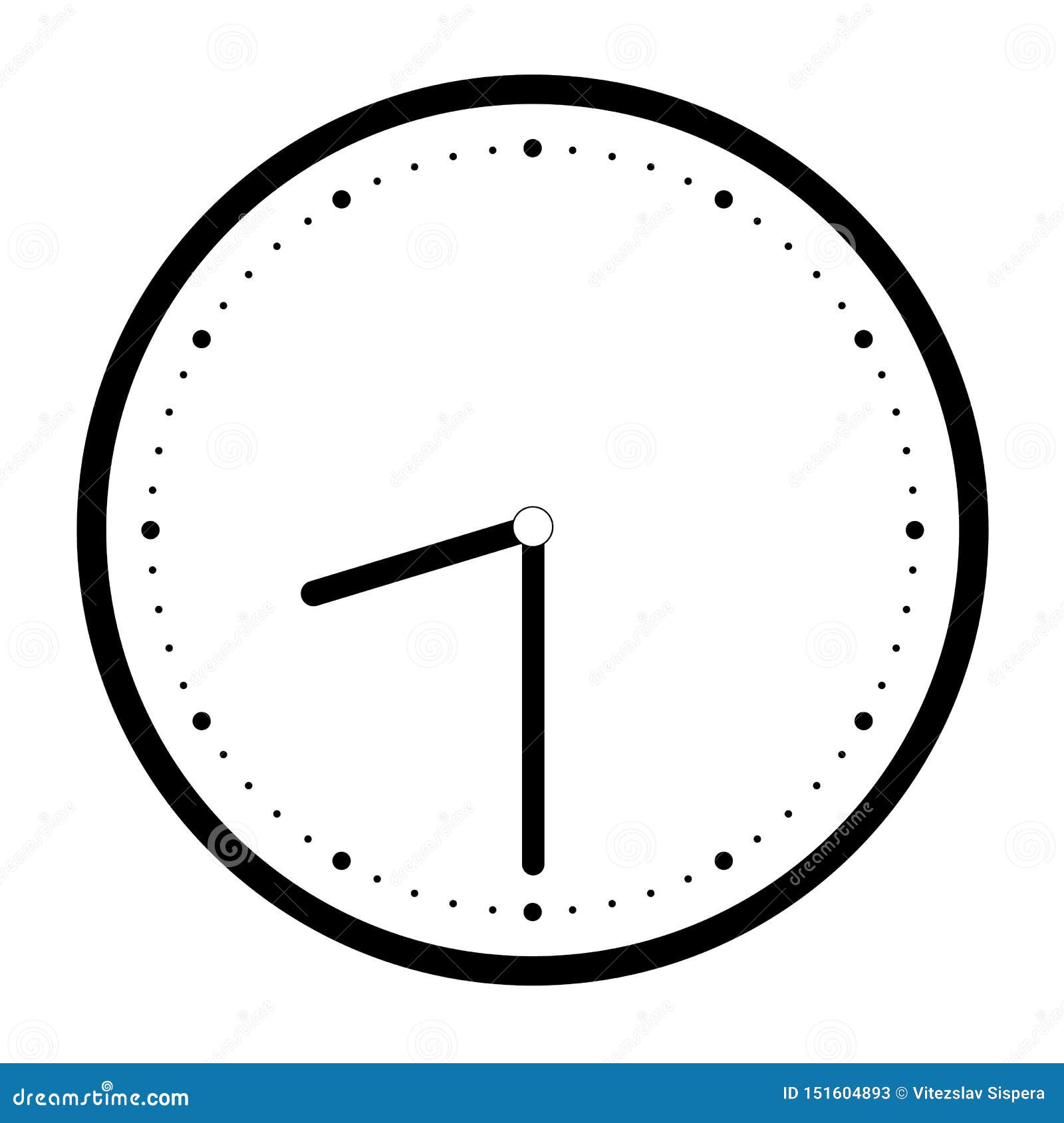 Illustration of a Simple Clock Face of White and Black with an Hour and ...