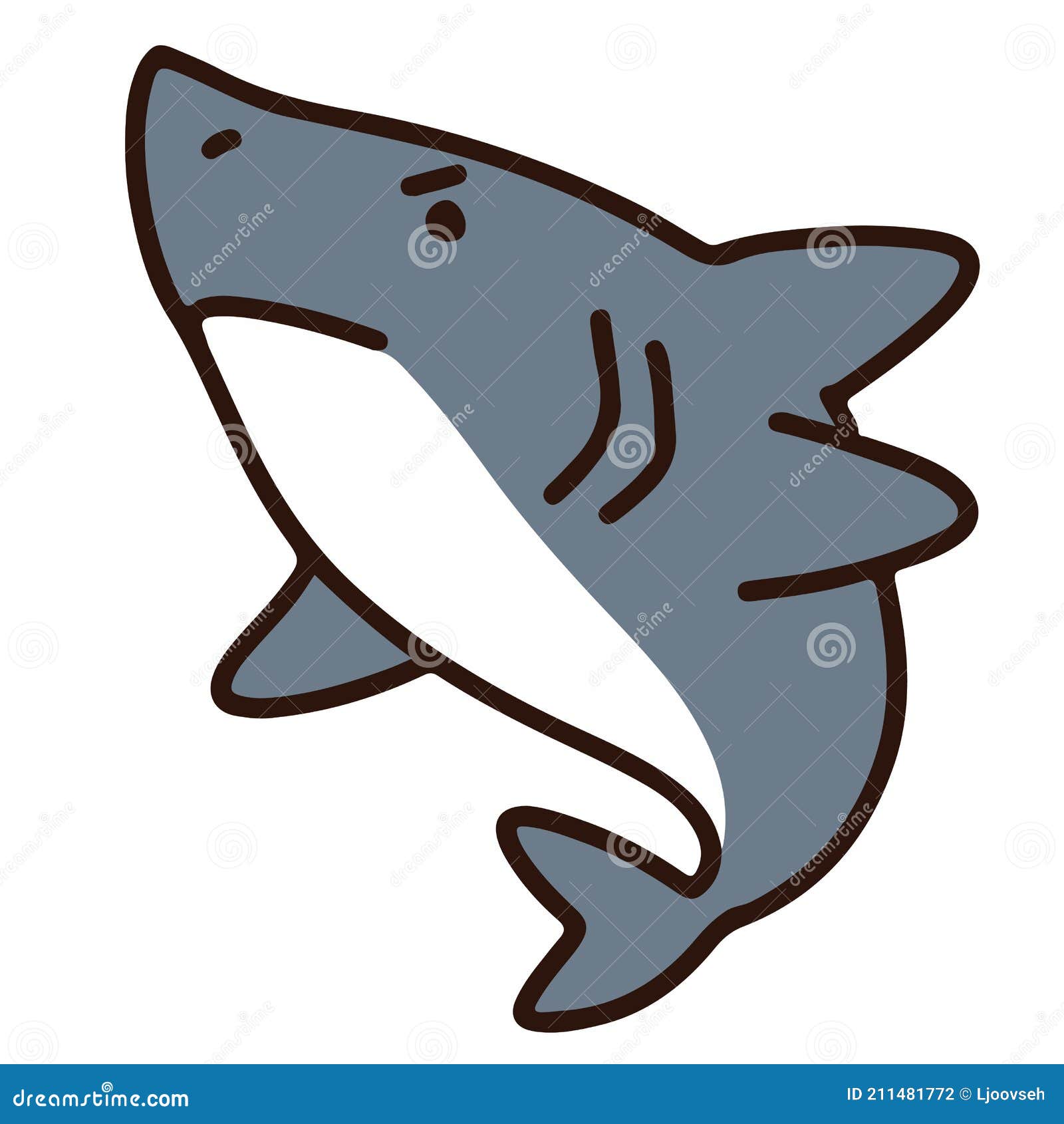 Illustration of Simple and Cute Shark Swimming Stock Vector ...
