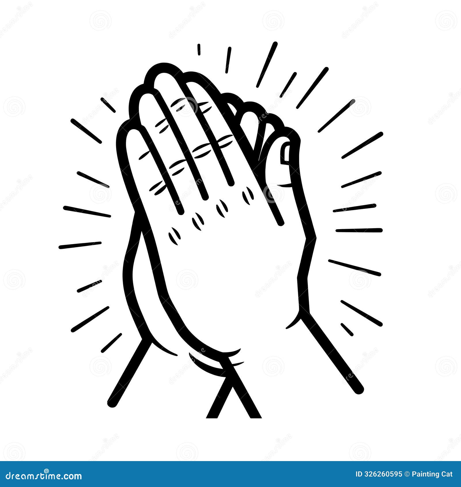 Simple Icon of Clapping Hands, Simple Line Art with Black Lines on ...