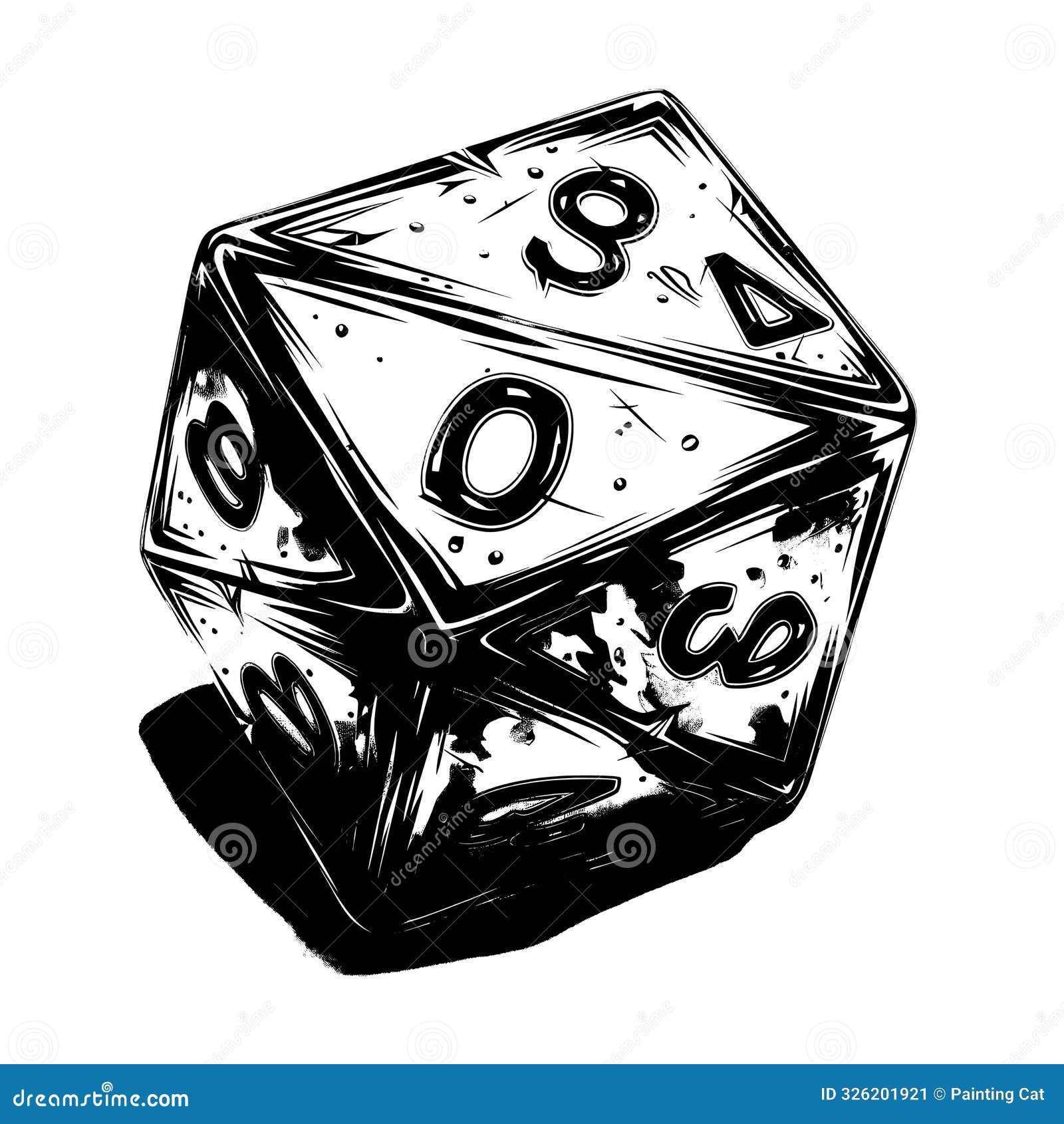 Showing Simple Line Drawing of an Isometric D20 Dice Stock Vector ...