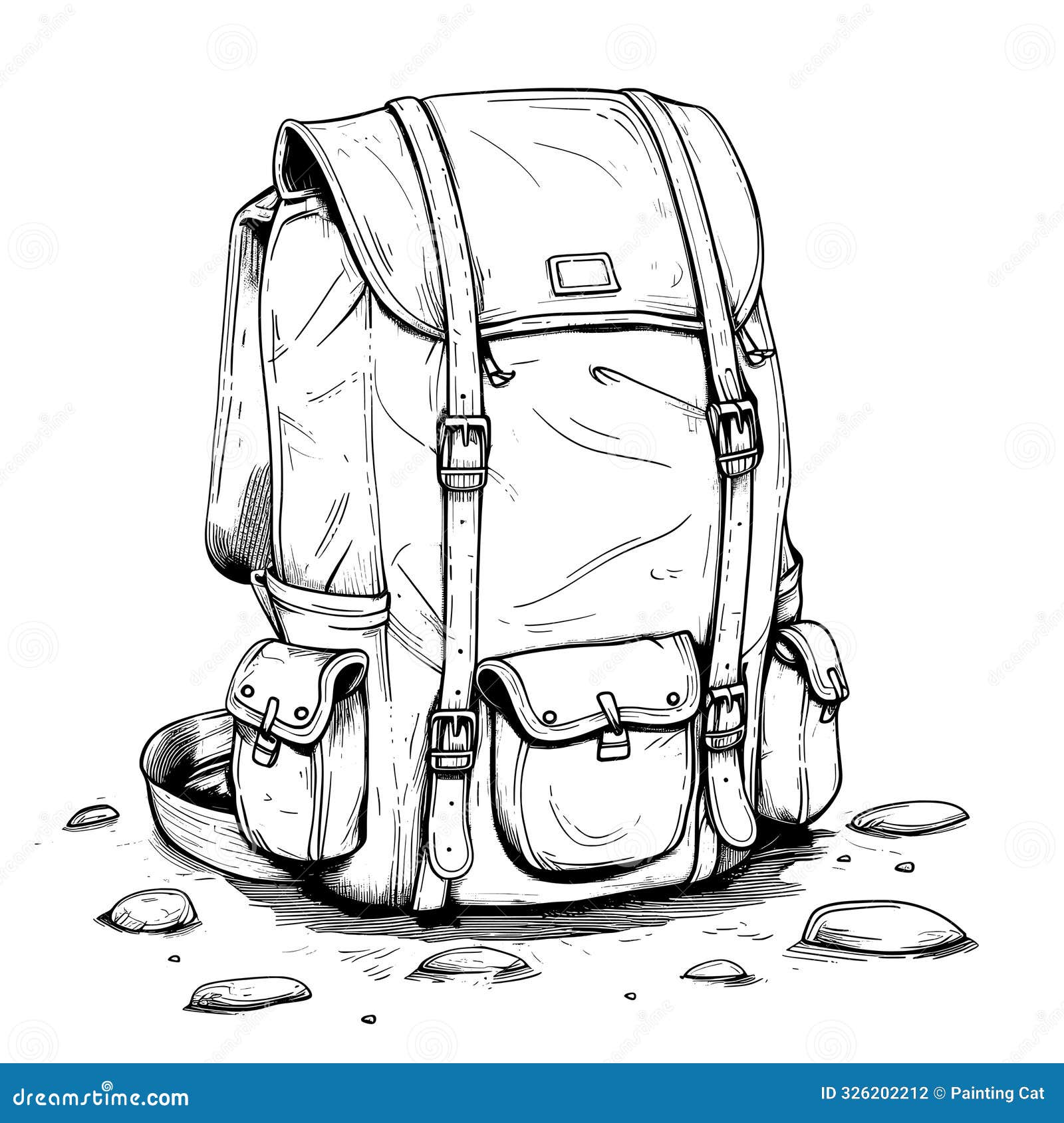 Simple Single Line Drawing of a Backpack. Stock Vector - Illustration ...
