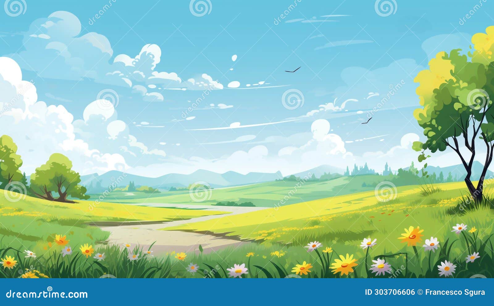 Illustration of a Simple Sunny Spring Day Stock Photo - Image of nature ...