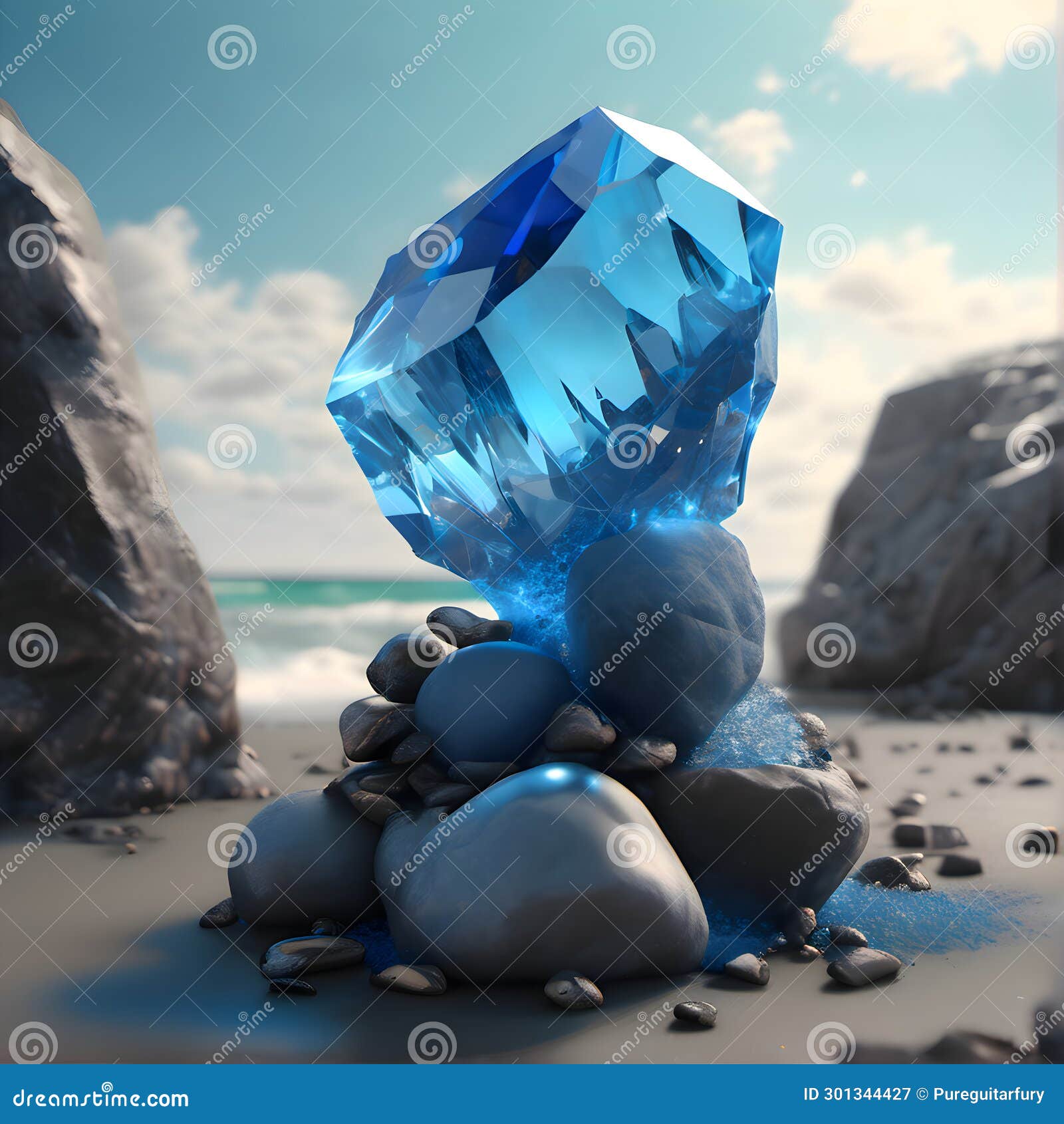 Single Blue Gem Lanscape stock illustration. Illustration of seaside ...
