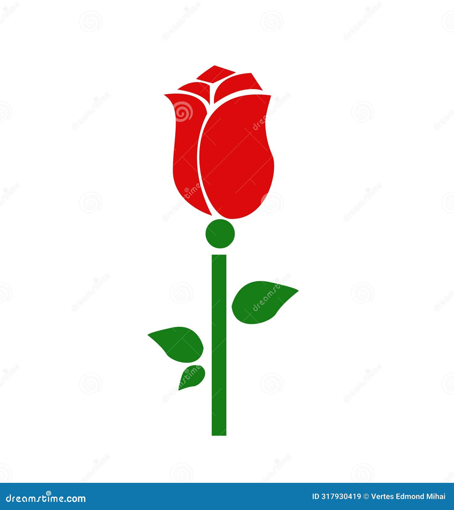 Illustration of Single Red Rose Stock Vector - Illustration of ...