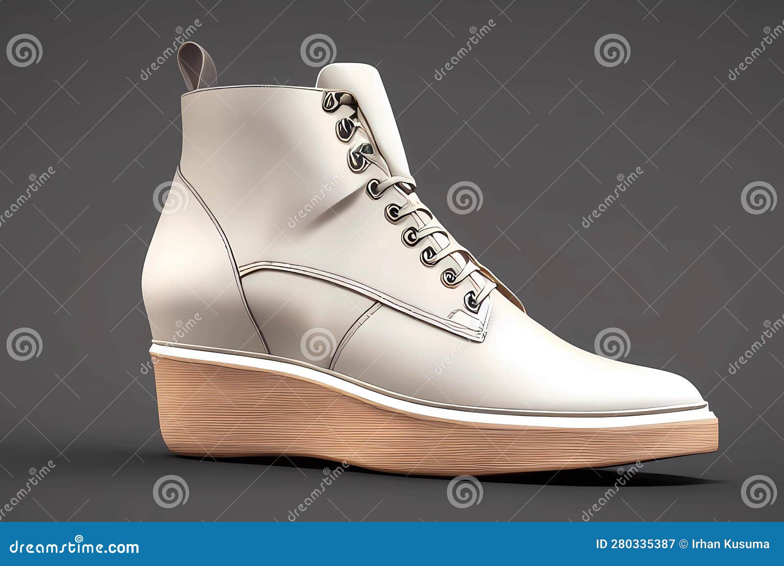 Illustration of a Single Wedge Shoe Rendered in a Realistic Style ...