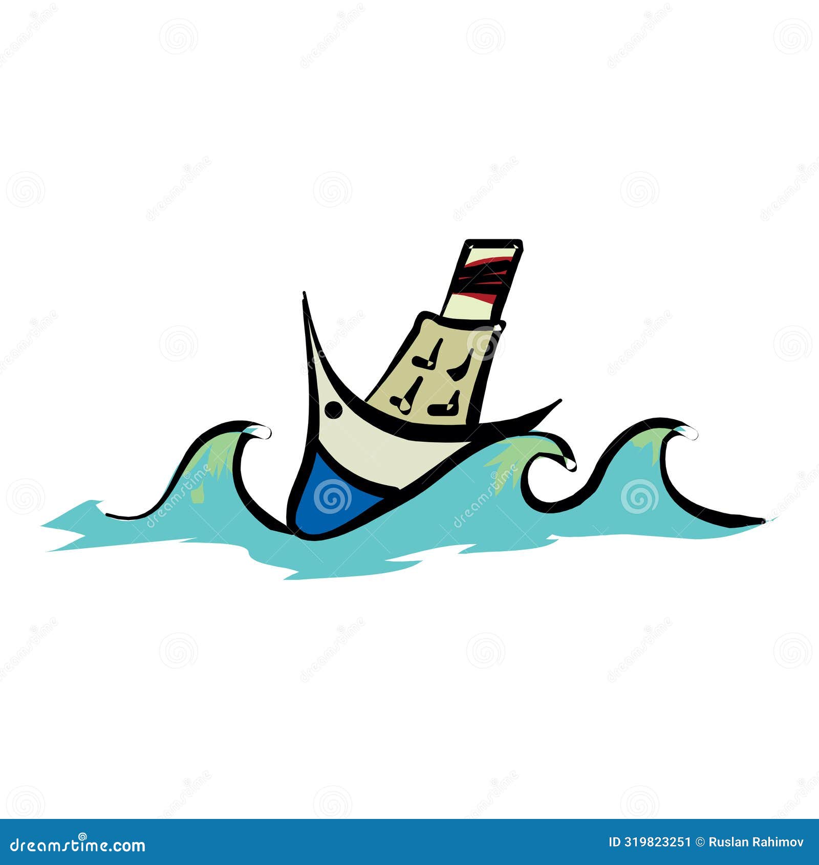 Illustration of Sinking Boat, Shipwreck Accident on a White Background ...