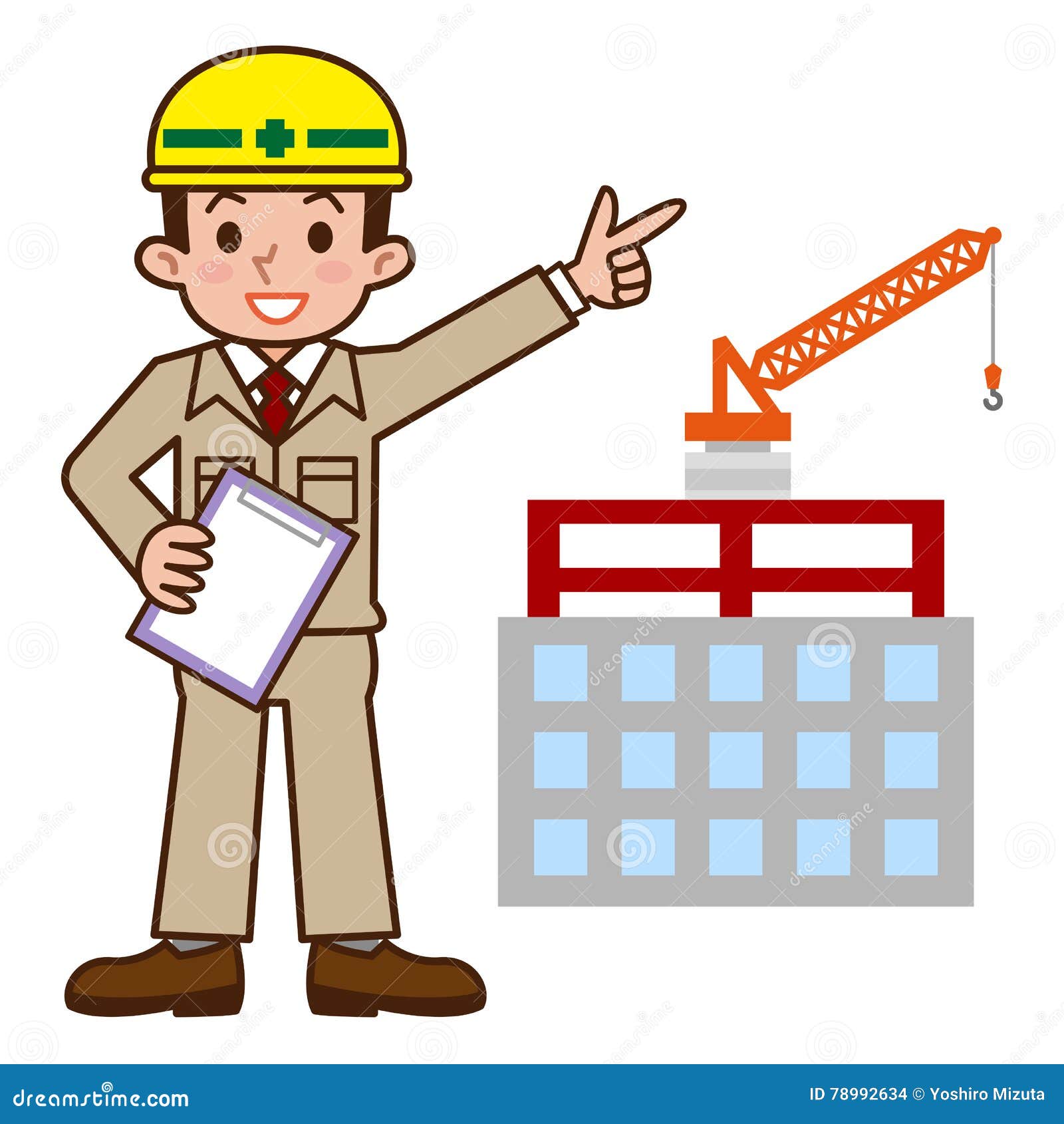 Illustration of Site Supervisor Stock Vector - Illustration of building ...