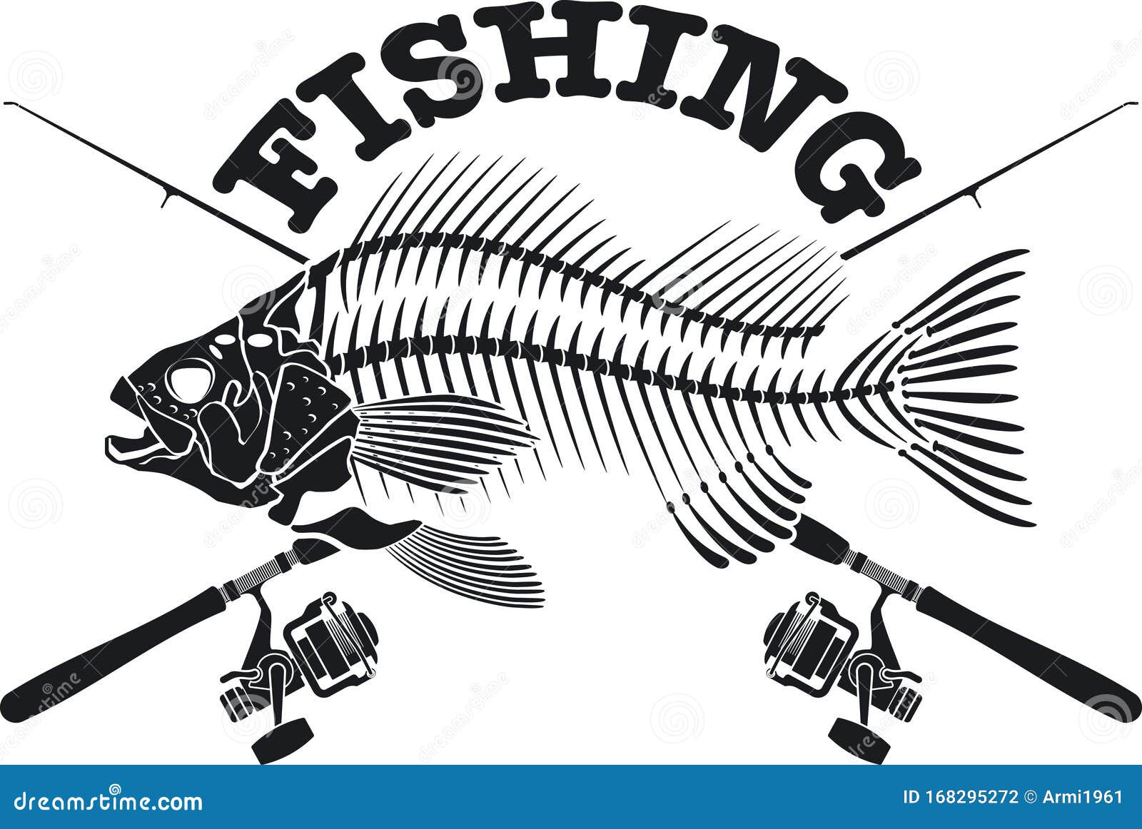 Illustration of Skeleton Fish and Fishing Rods Stock Vector ...