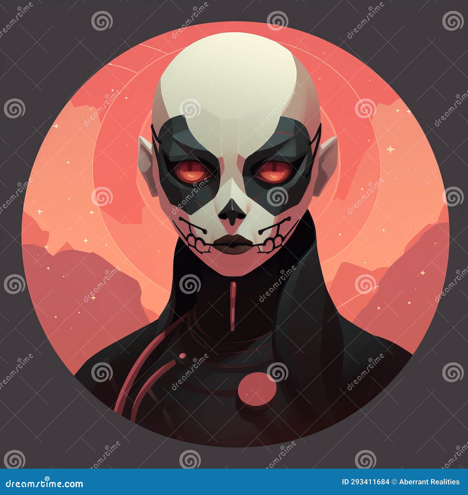 An Illustration of a Skeleton with Red Eyes Stock Illustration ...