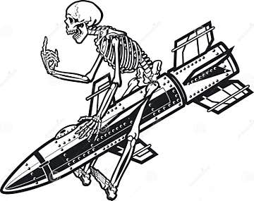 Illustration of Skeleton Riding on a Missile Stock Vector ...
