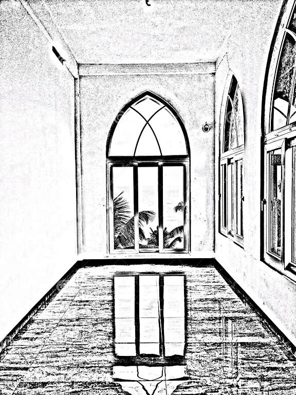 Illustration of a Sketch of a Building Window Stock Photo - Image of ...