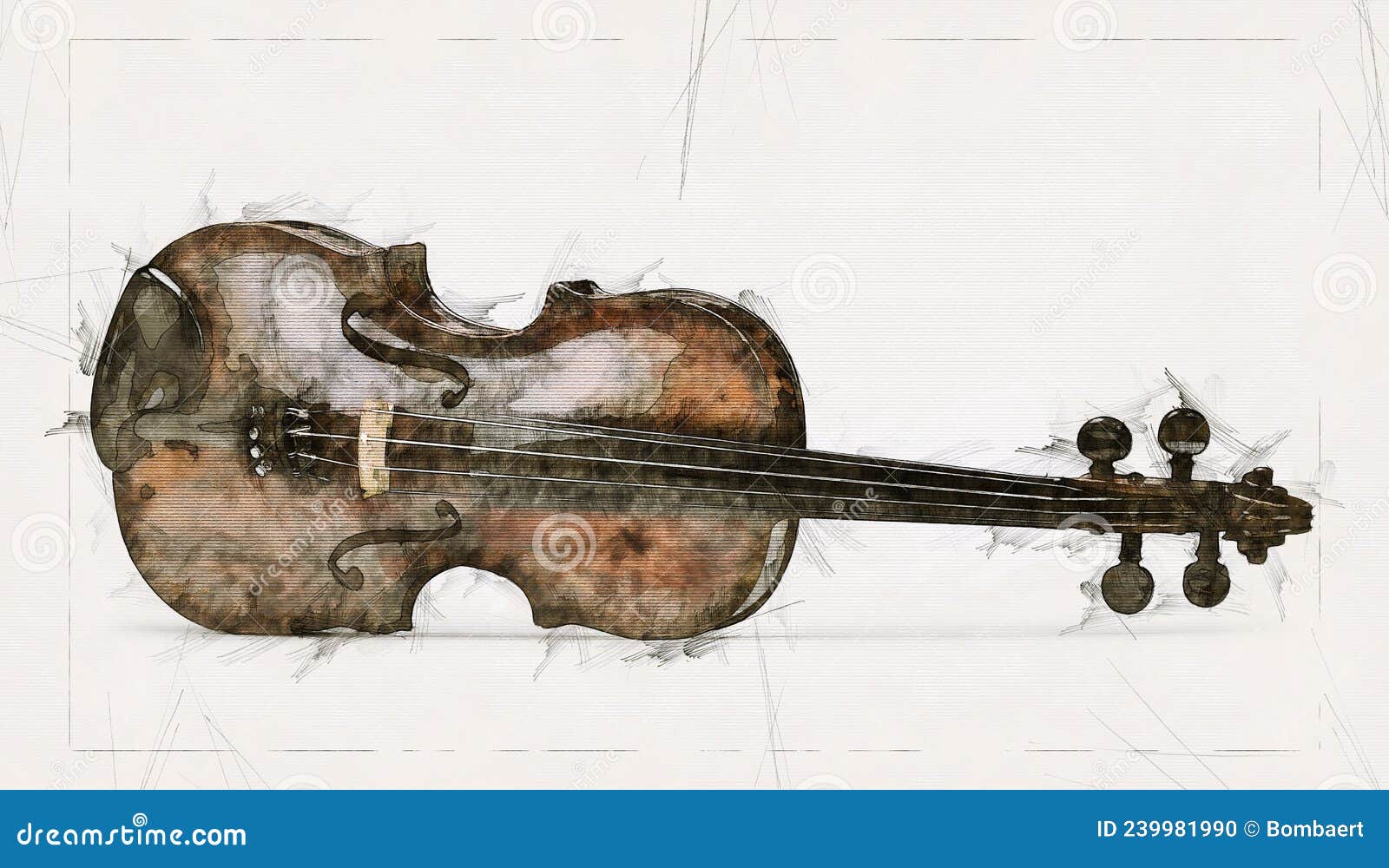 Sketch of a Classical Violin Instrument in Side View Stock Illustration ...