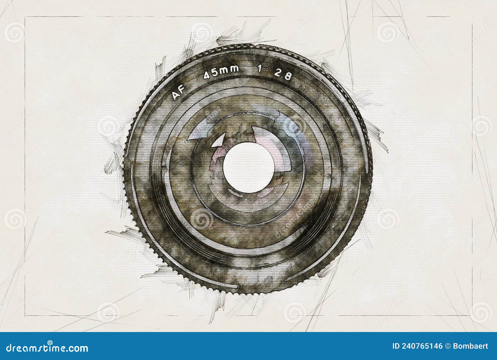 Sketch of a 45mm Reflex Camera Lens from Front Stock Illustration ...