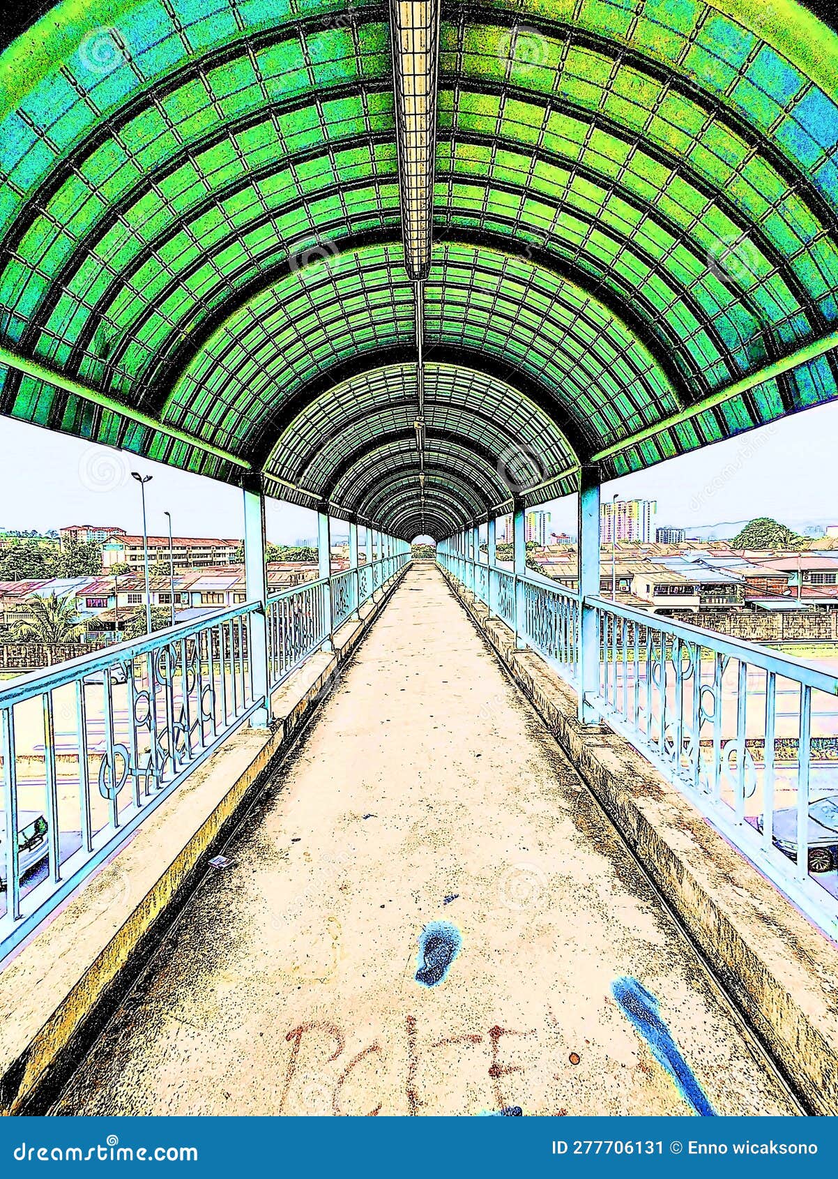 Illustration of a Sketch of a Pedestrian Bridge from Above Stock Image ...
