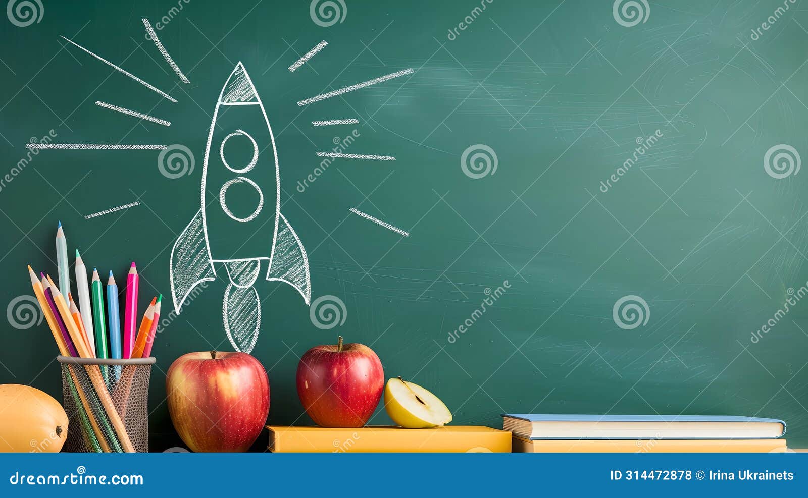 Chalkboard with Rocket Drawing Symbolizing Growth and Learning ...