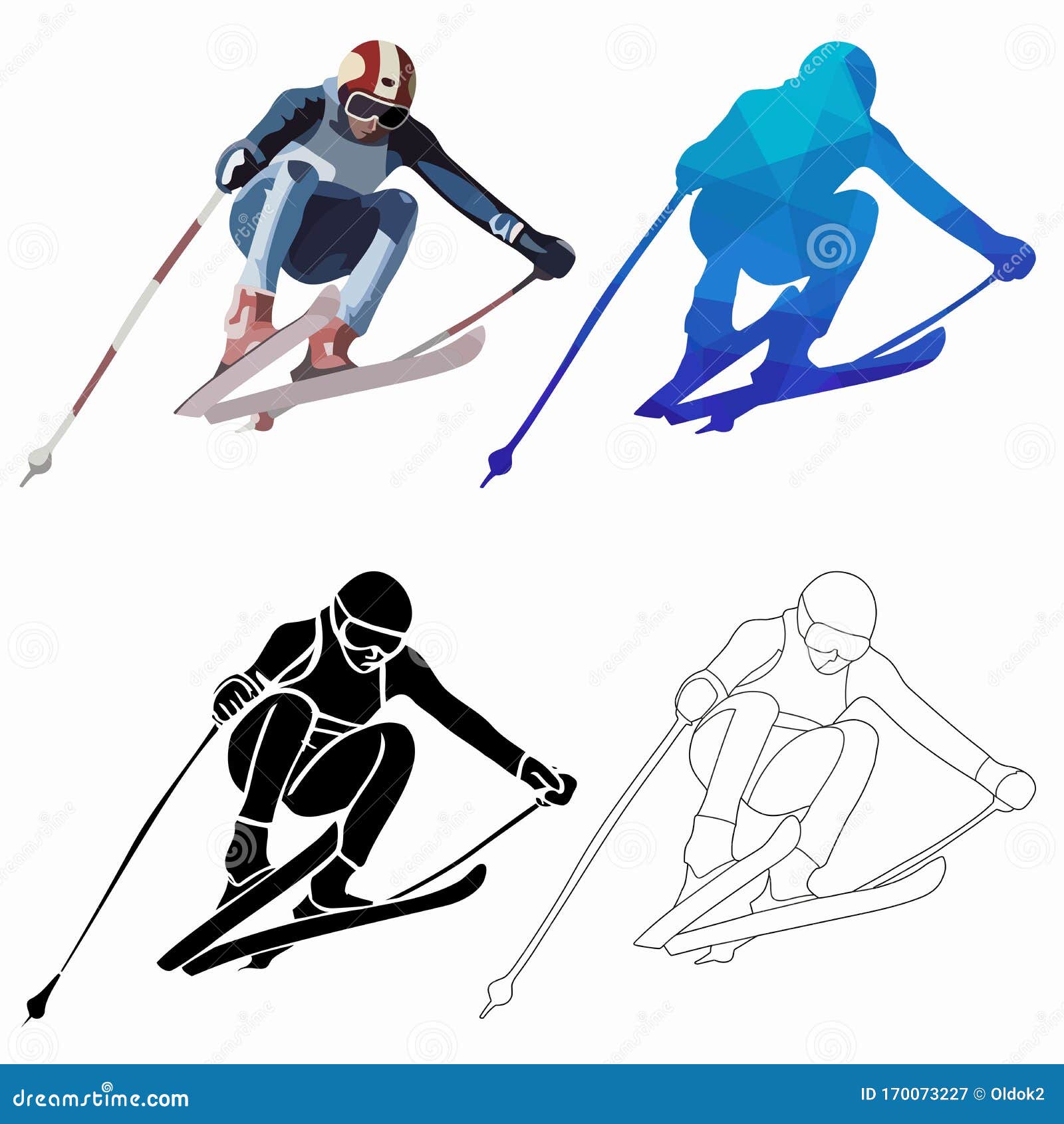 Illustration of a Skier , Vector Drawing Set Stock Vector ...