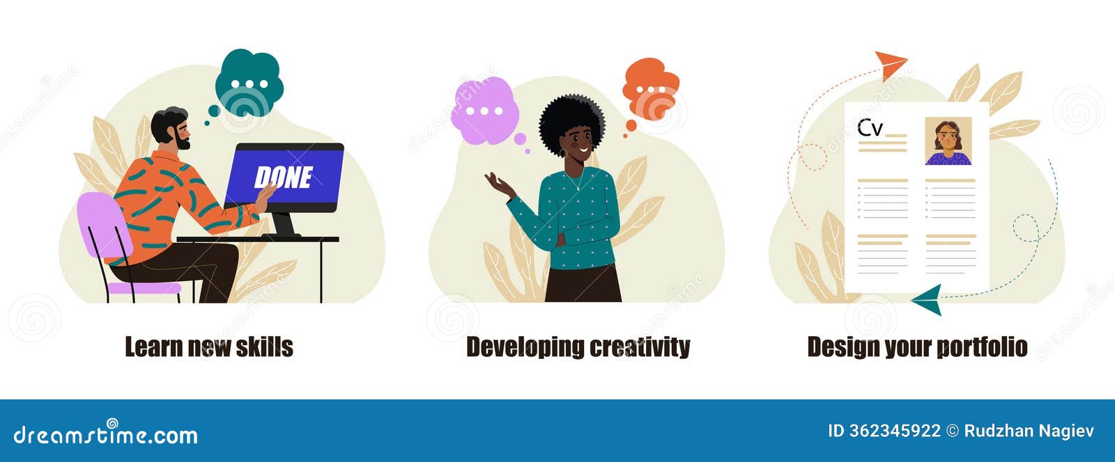 Learning Skills and Career Development Concept. Vector Illustration ...