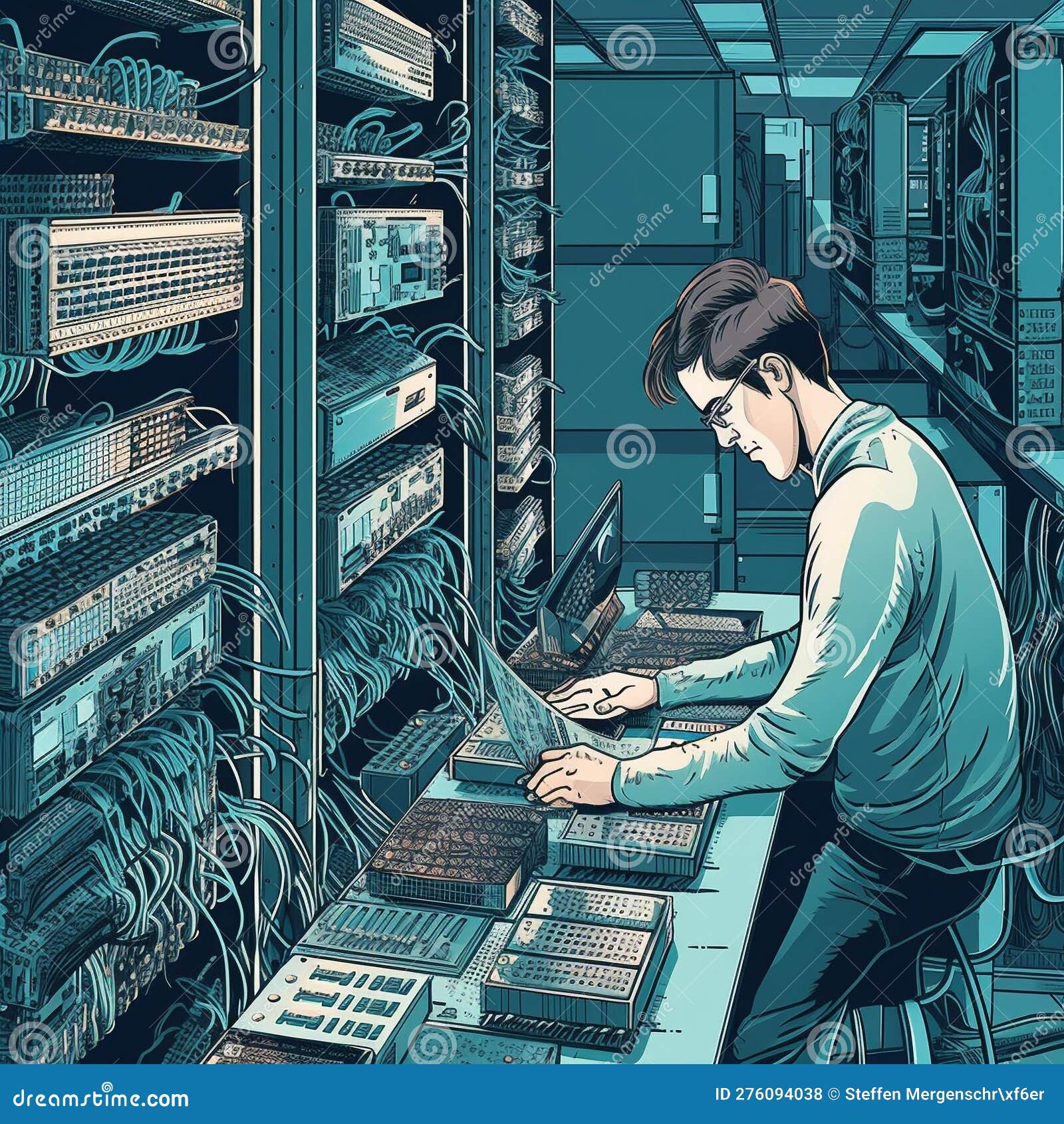 Network Engineer Configuring Routers and Switches in Data Center Stock ... Network Engineer Configuring Routers and Switches in Data Center Stock ...