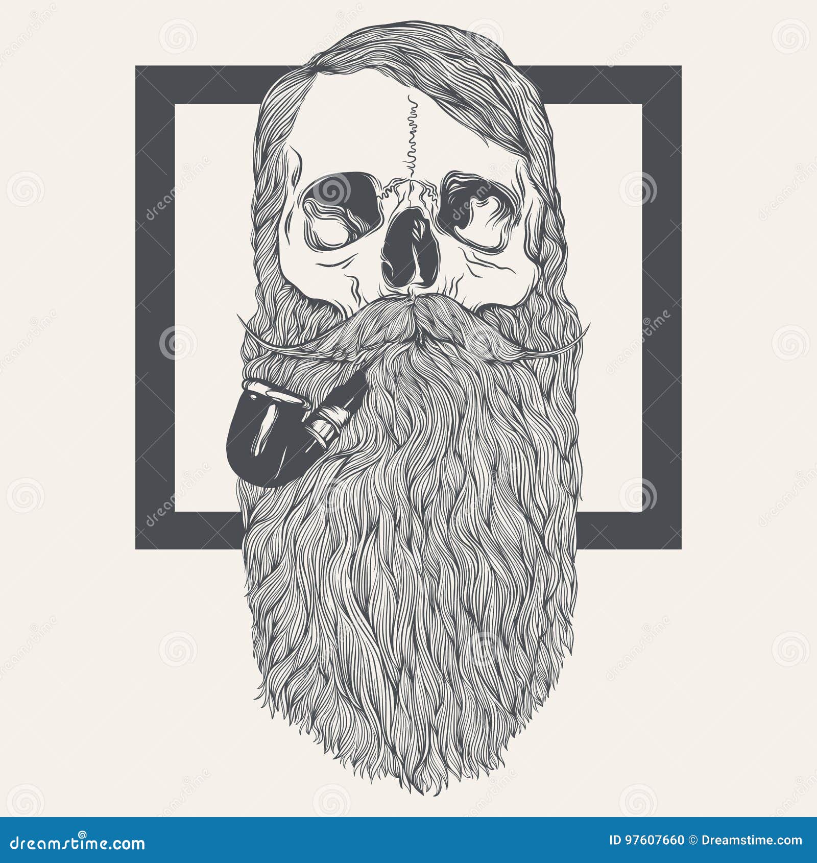 Illustration of Skull with Beard Stock Illustration - Illustration of ...