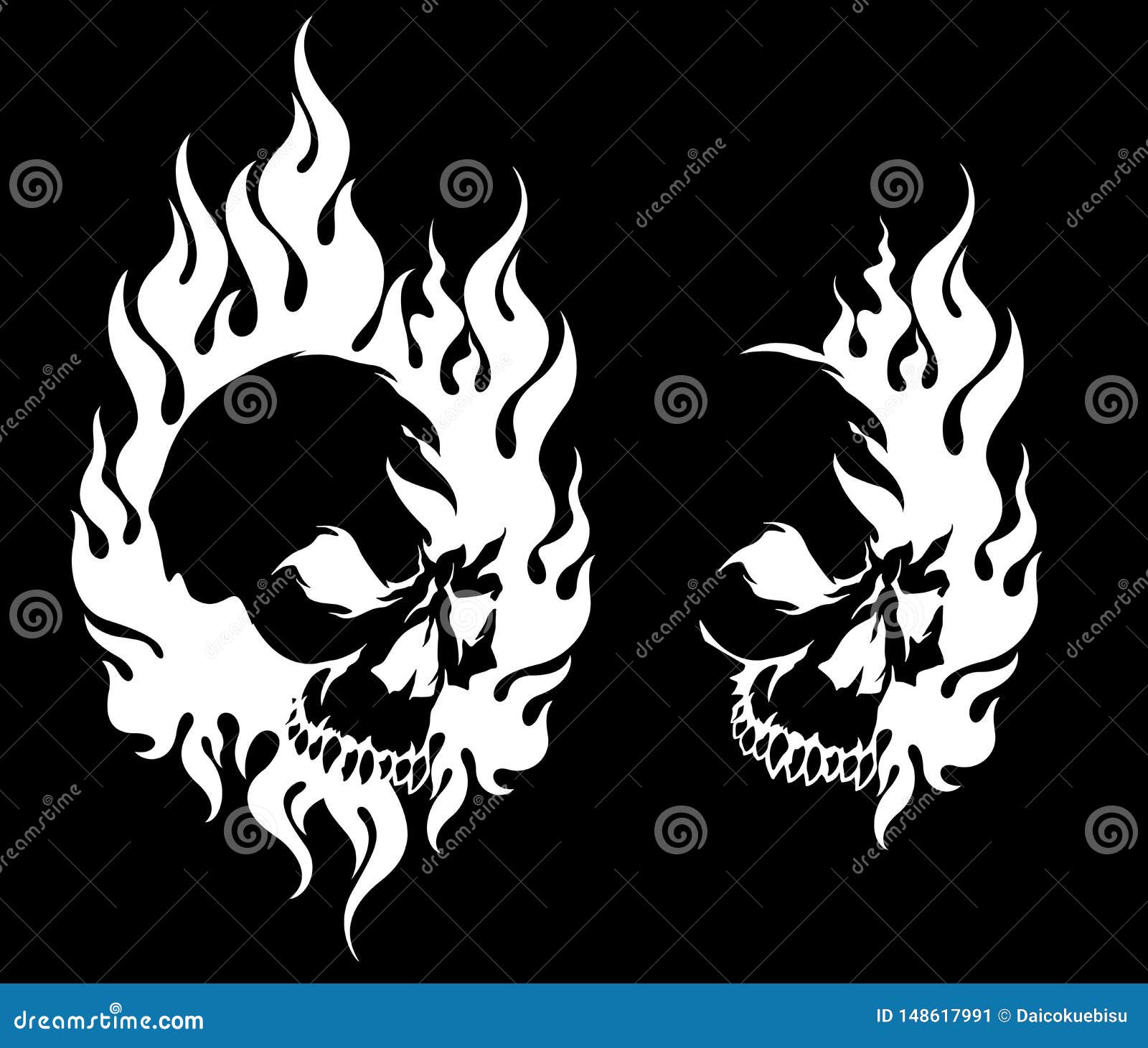 Illustration of the Skull and the Flame, Stock Vector - Illustration of ...