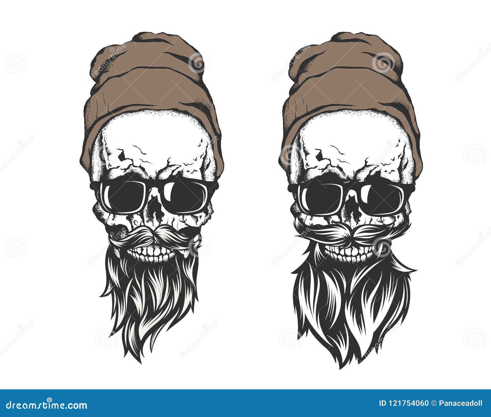Skull Hair And Beard Scissors Mascot Cartoon Vector | CartoonDealer.com ...
