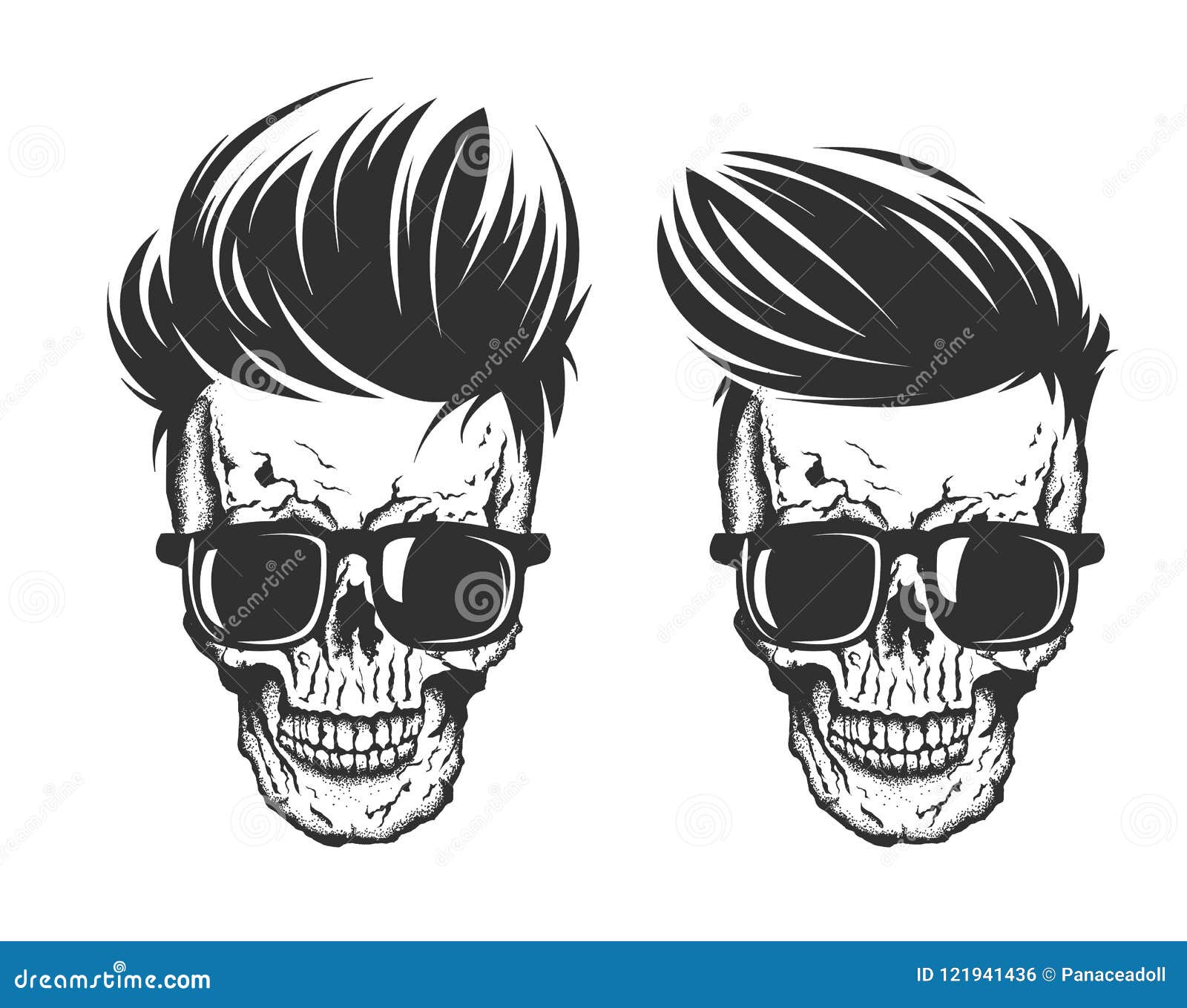 Skull Hair And Beard Scissors Mascot Cartoon Vector | CartoonDealer.com ...