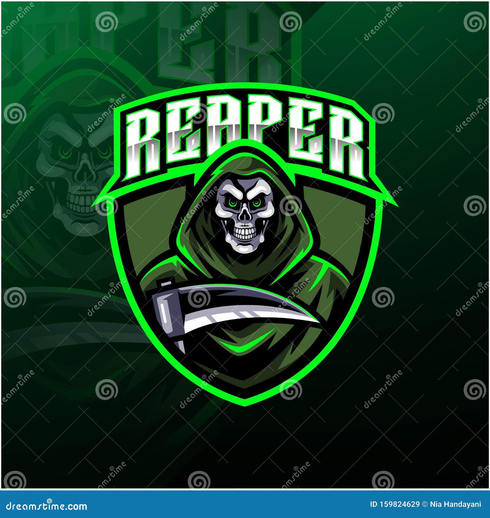 Skull Reaper Logo Mascot Design Stock Vector - Illustration of human ...