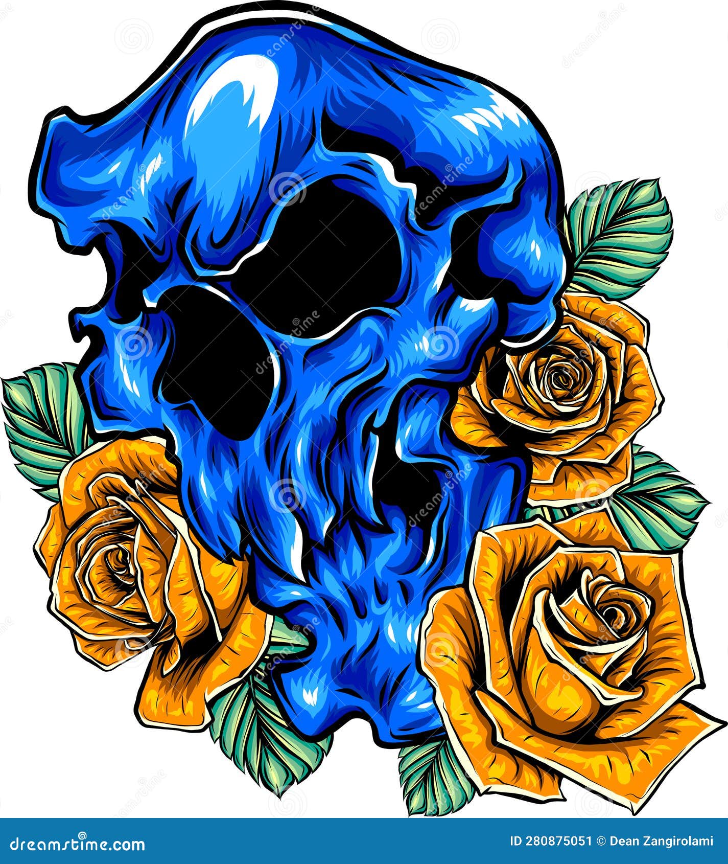 Vector Illustration of Skull with Roses Stock Vector - Illustration of ...