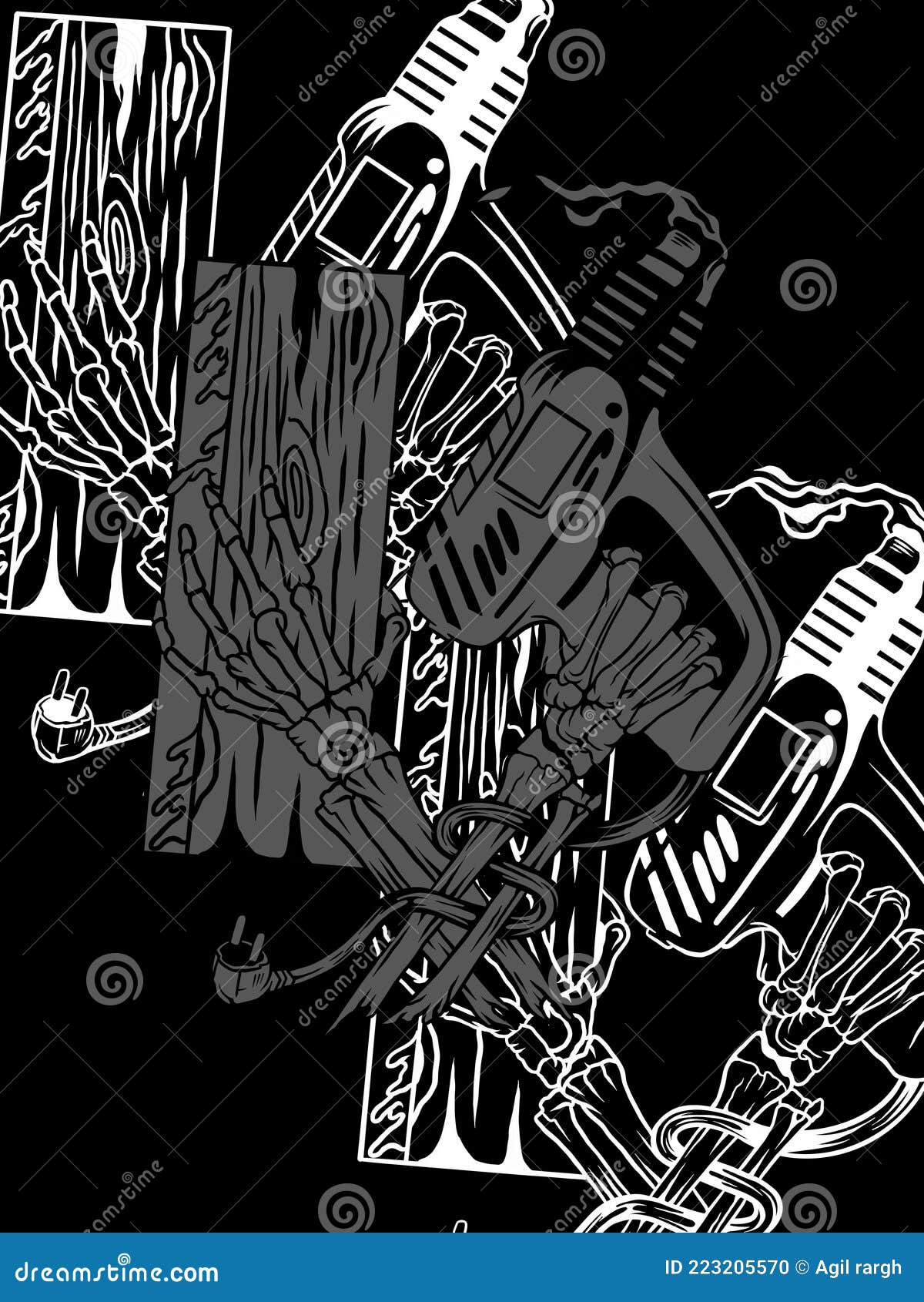 Screenprinting Till Die Skeleton Stock Illustration - Illustration of ...