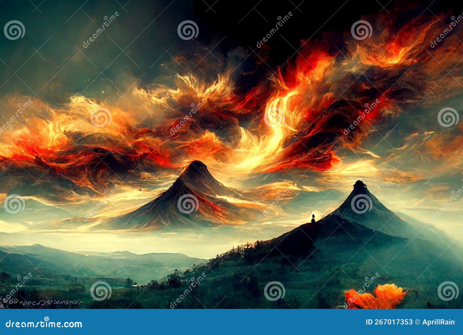 Illustration of a Sky on Fire Stock Illustration - Illustration of ...