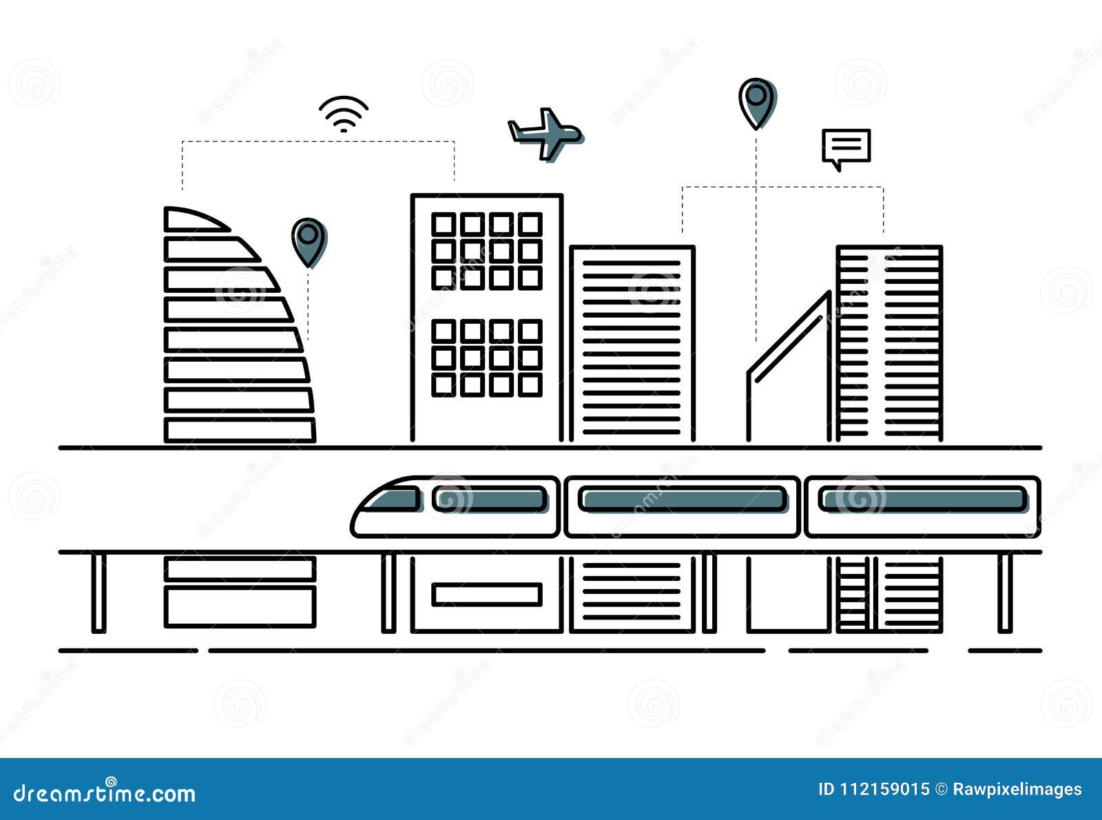 Illustration of a Sky Train Plan Stock Illustration - Illustration of ...