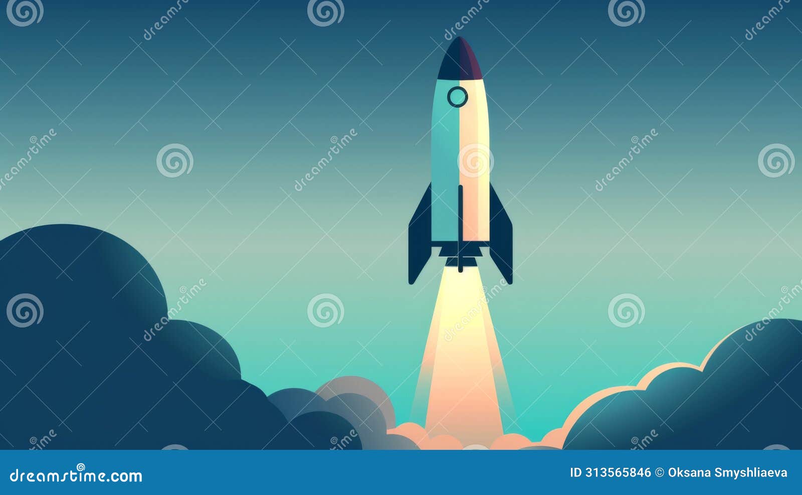 An Illustration of a Sleek, Modern Rocket Piercing through Clouds ...