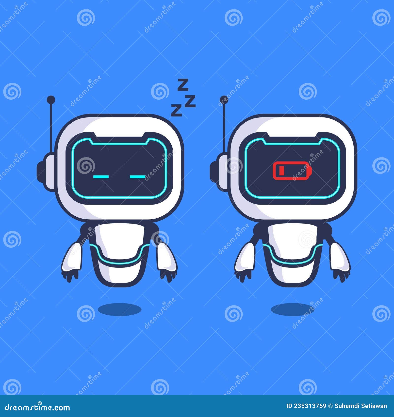 Sleep Robot Humanoid Mascot Vector Cartoon Illustration | CartoonDealer ...