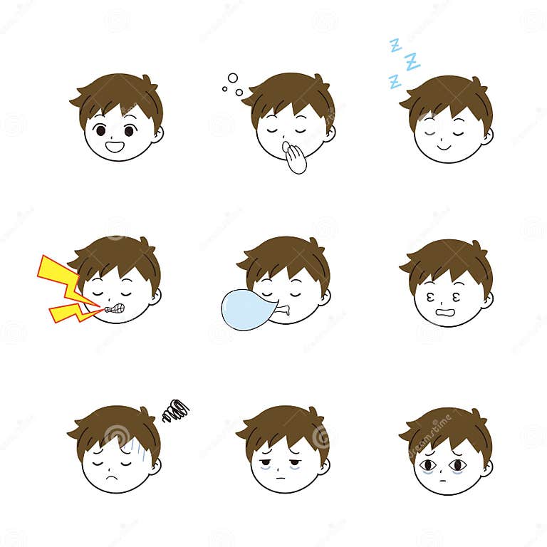 Sleep expressions boy stock vector. Illustration of child - 167435541