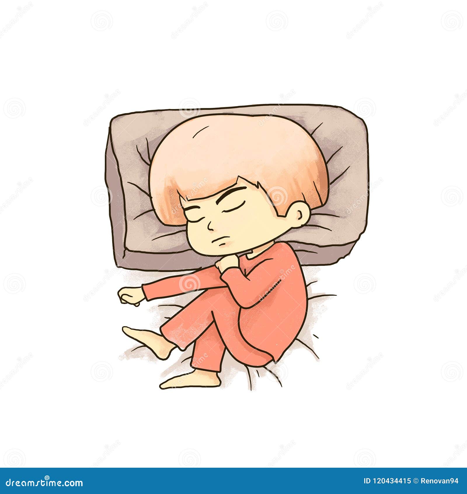 Illustration of Sleeping Boy. Drawn Art Style Stock Vector ...