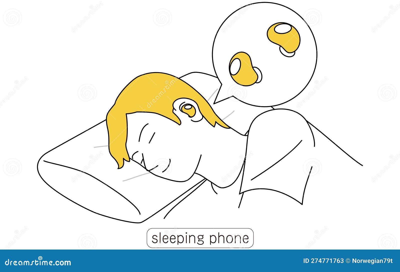 Illustration of a Sleeping Phone, a Handy Noise Reduction Product Stock ...