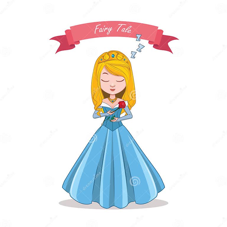 Illustration Of A Beautiful Sleeping Princess Stock Vector