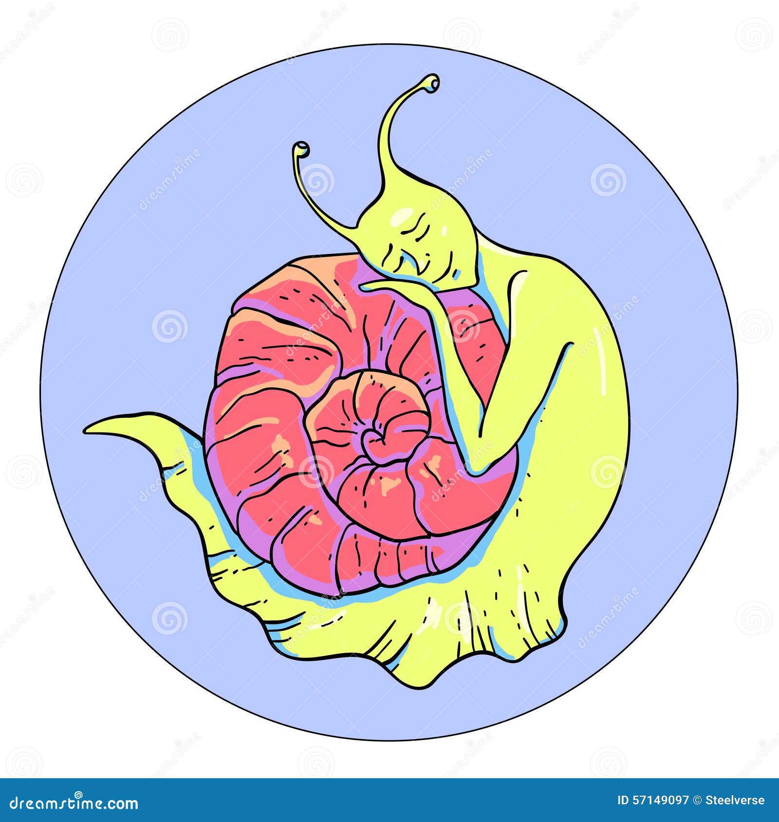 Illustration with Sleepy Snail Stock Vector - Illustration of animal ...
