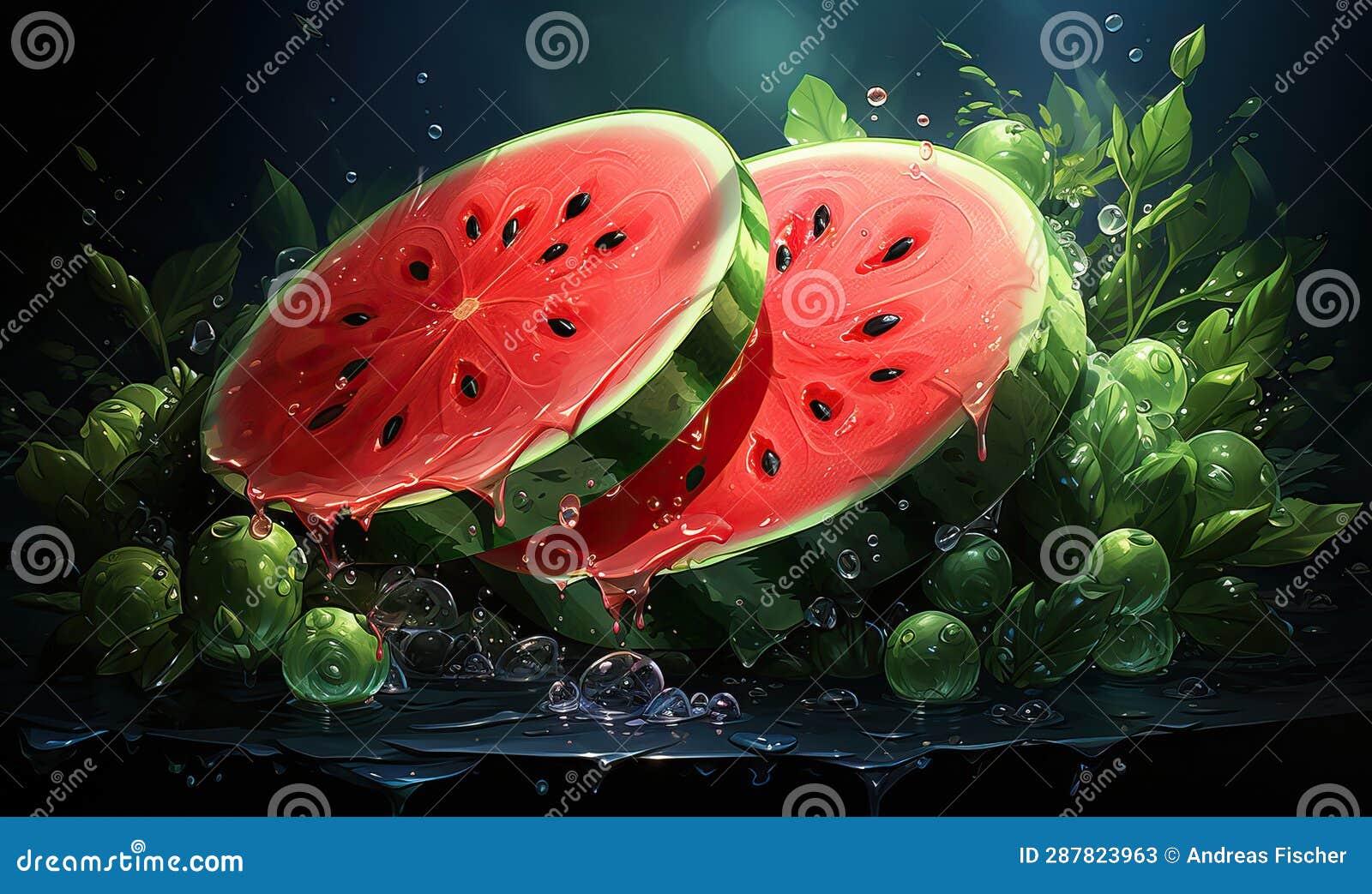 Illustration of Sliced Watermelon on an Abstract Background. Stock ...