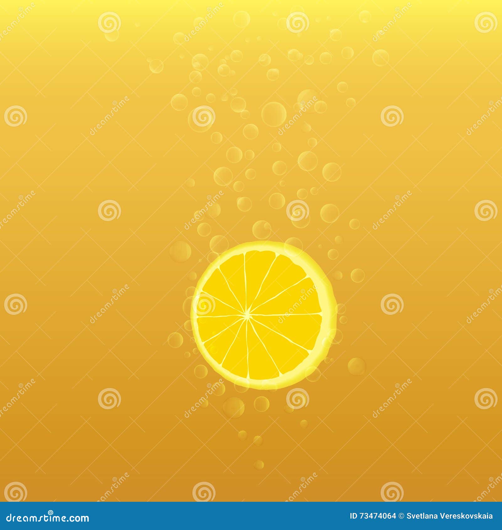 Illustration of Slices of Lemon with Bubbles on Yellow Background Stock ...
