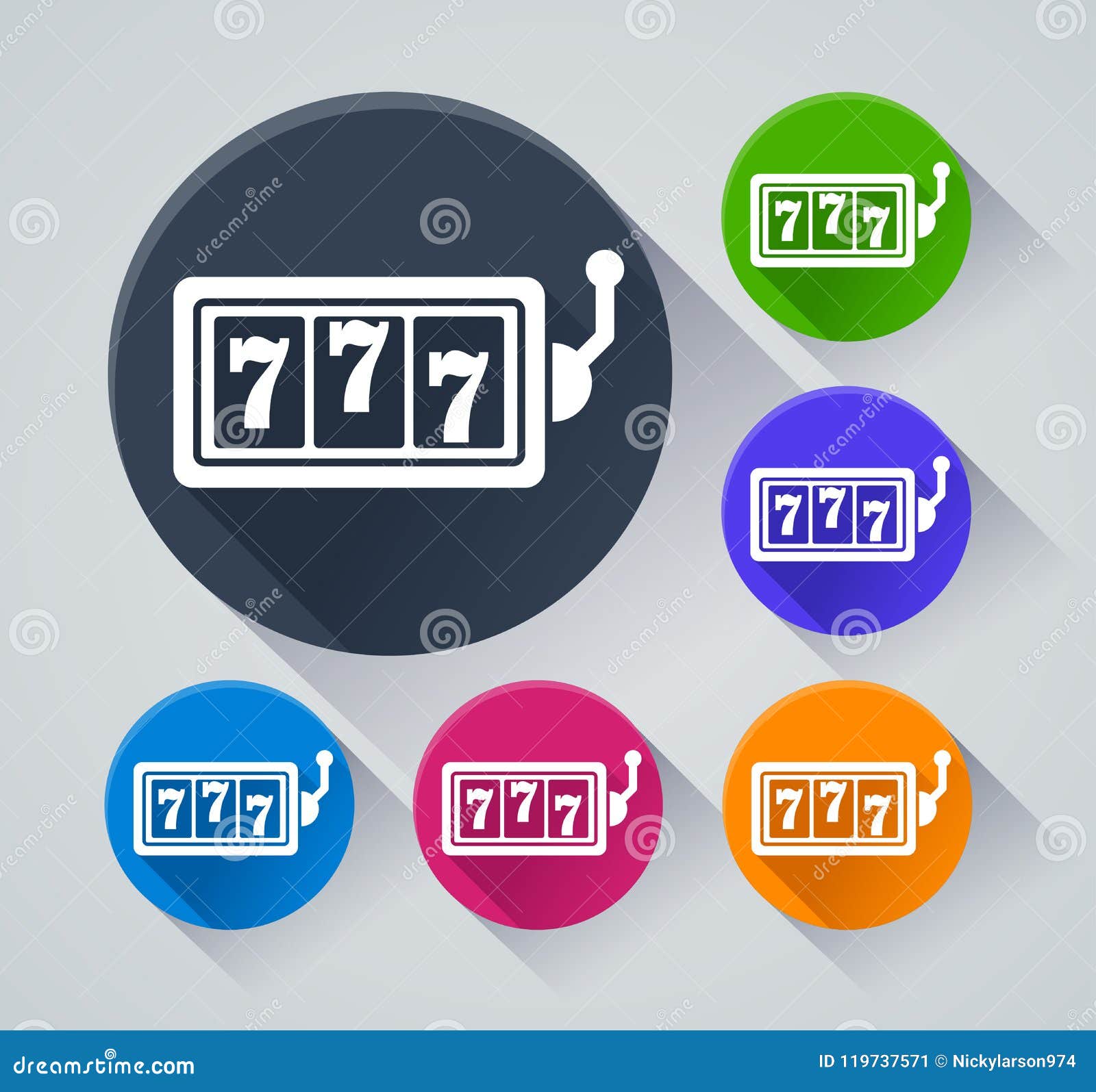 Slot Machine Icons with Shadow Stock Vector - Illustration of slot ...
