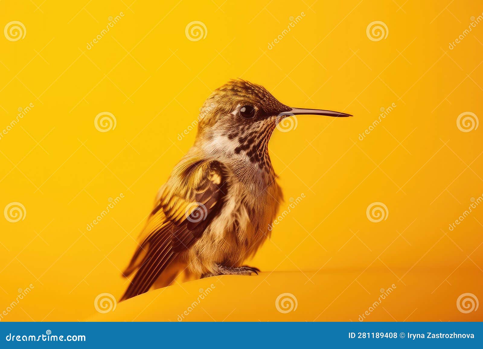 Illustration of a Small Bird Hummingbird on a Yellow Background ...
