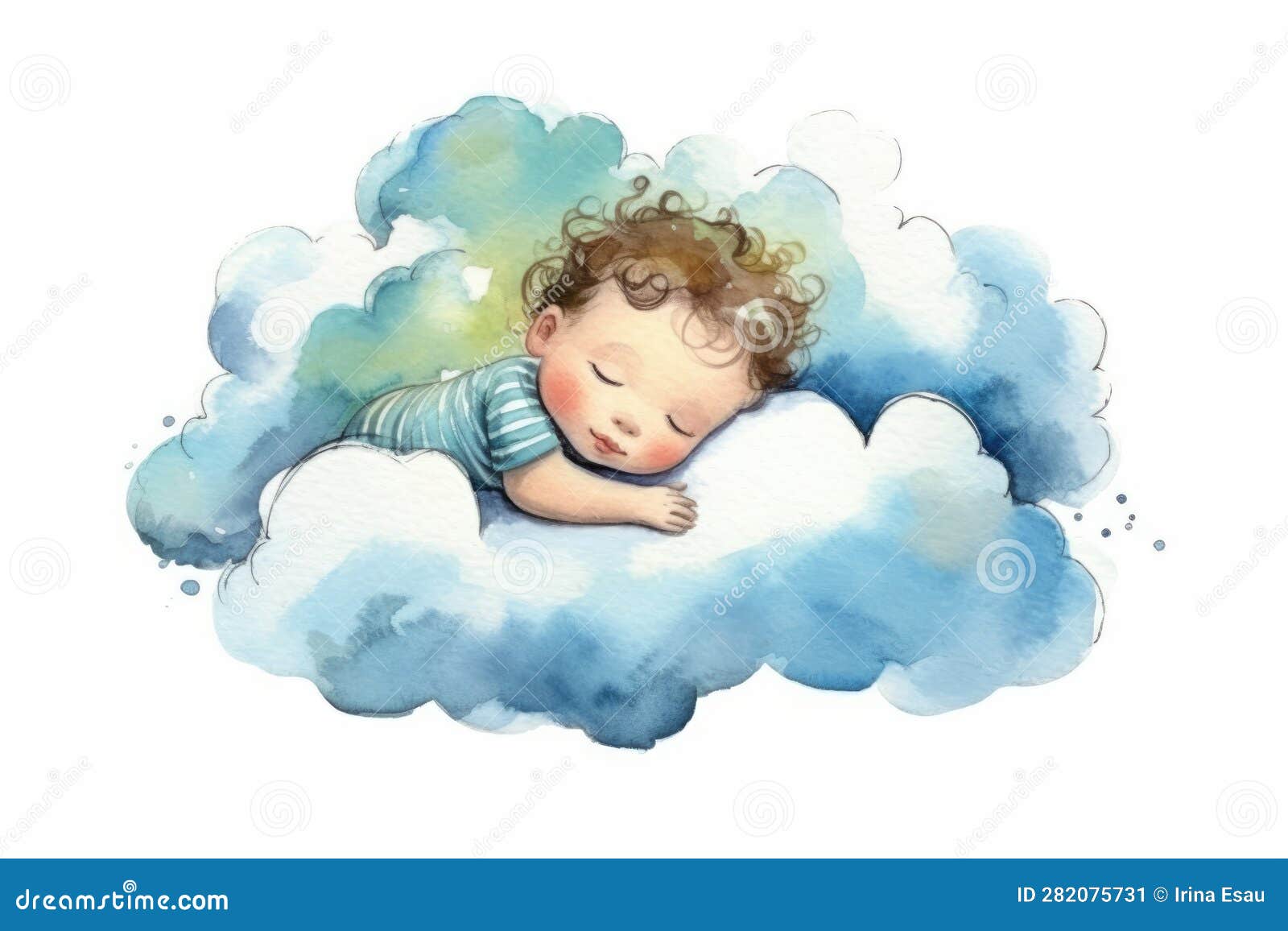 Illustration of a Small Child Sleeping on a Cloud. AI Generated Stock ...