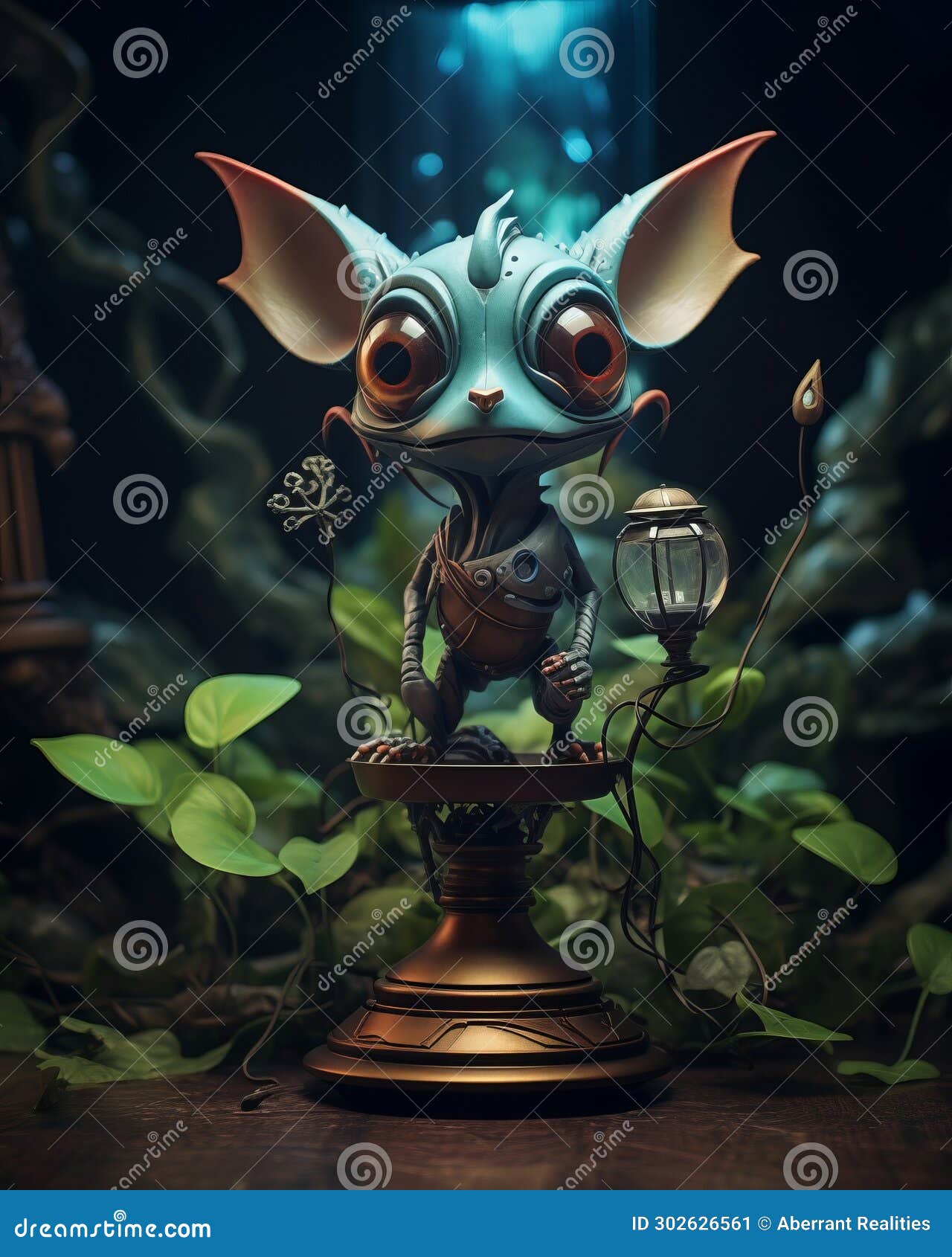 An Illustration of a Small Gremlin Sitting on Top of a Lamp Stock ...