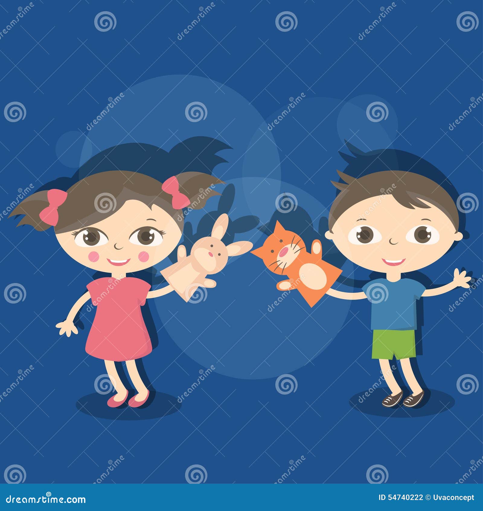 Illustration Small Kids with Hand Puppet Toy Stock Vector ...